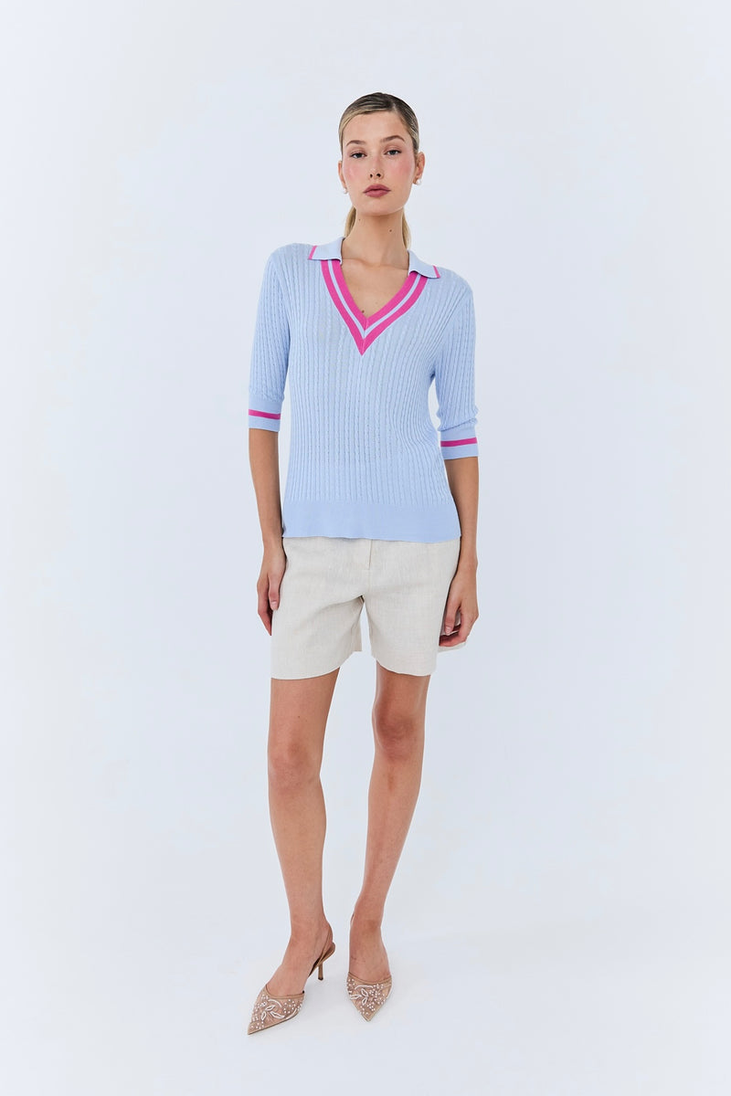 Michèle Polo Knit - Sky Blue – EDER By Anna
